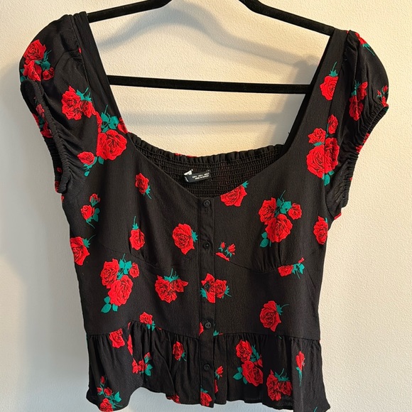 Zara | Tops | Zara Top With Roses | Poshmark